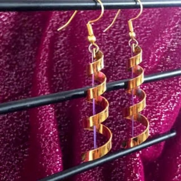 Jewelry | Metal Twirly Curly Earrings Center Color Earrings | Poshmark